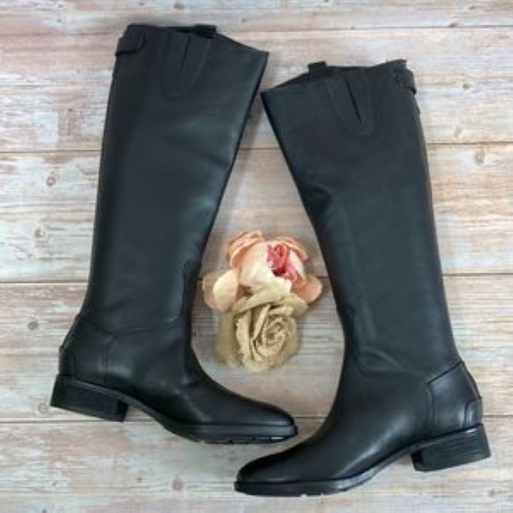 SAM EDELMAN Penny Black Leather Riding Boots 6M